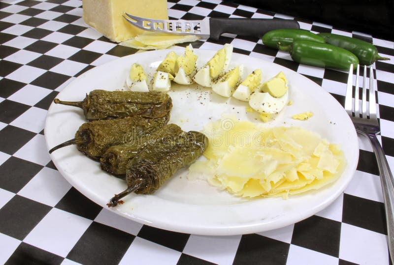 Boiled Eggs with Roasted Jalapeno Peppers and White Cheddar Cheese ...