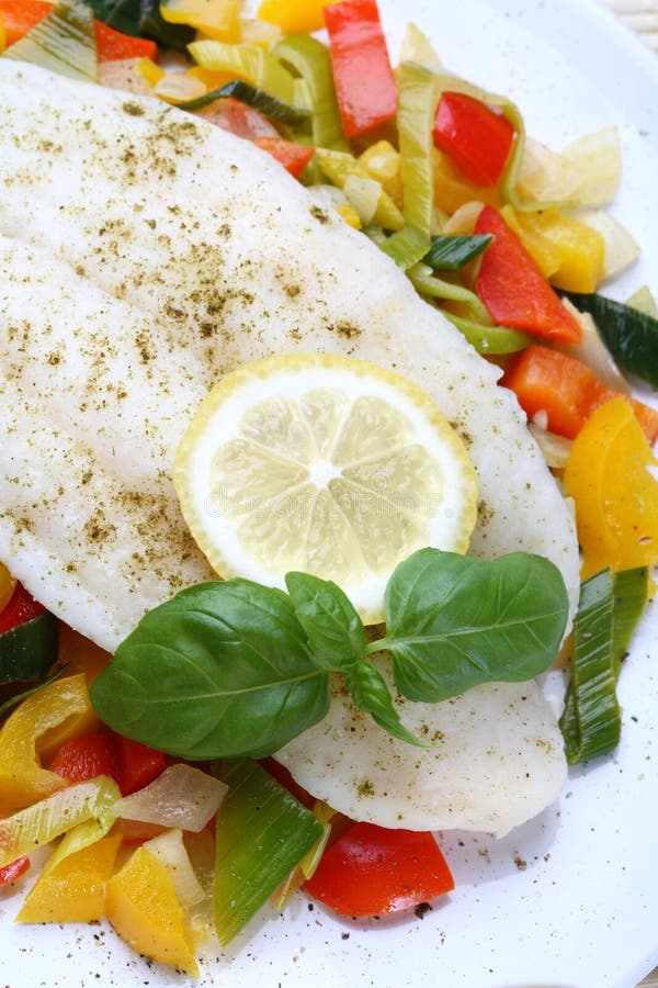 Boiled Fish with Vegetable Salad Stock Photo - Image of cooking, cook ...