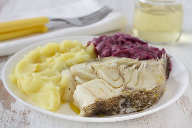 Boiled Fish with Mashed Potato Stock Photo - Image of bread, dietary ...