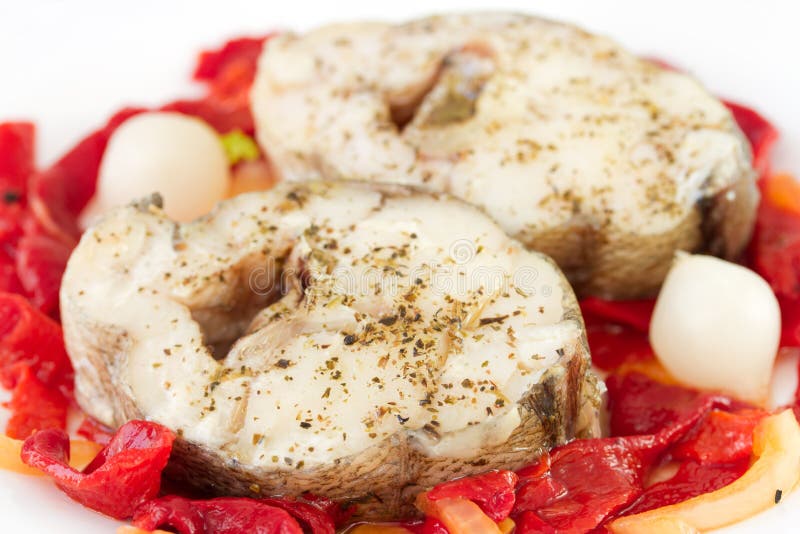 Boiled fish with pepper stock image. Image of boil, tasty - 31389475