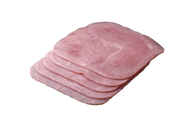 Boiled Ham Cut into Square Slices with Sorrel and Spices Stock Photo ...