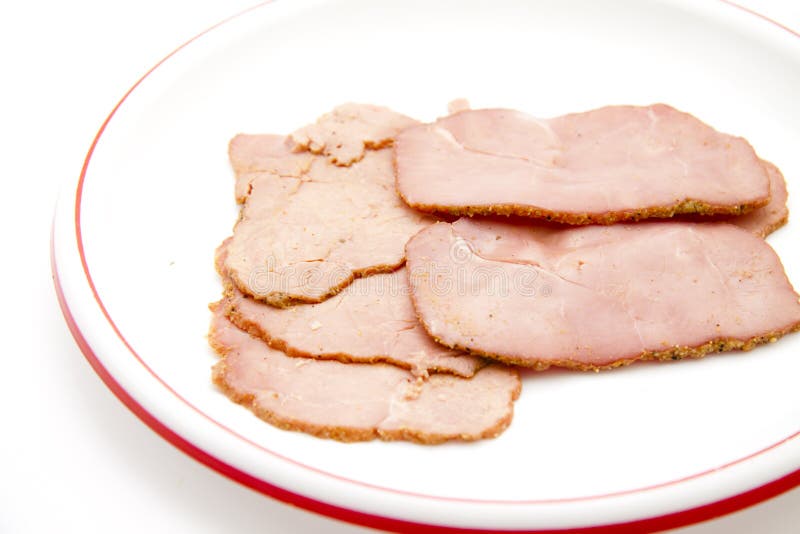 Boiled ham on plate stock photo. Image of saltedly, meat - 31025884