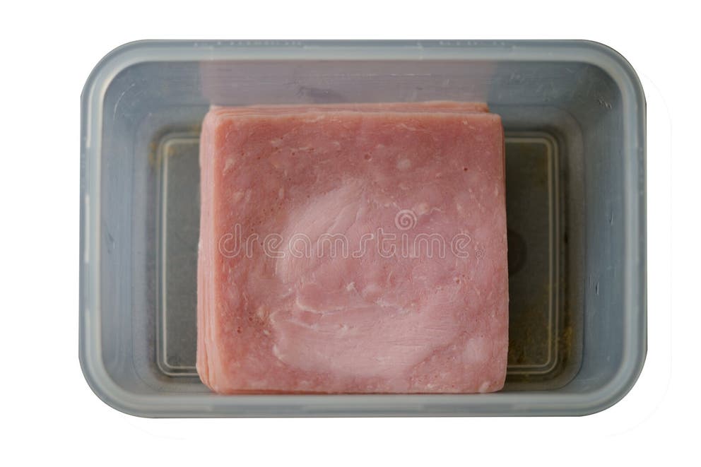 Boiled Ham Slices in Box on White Background Stock Image - Image of ...