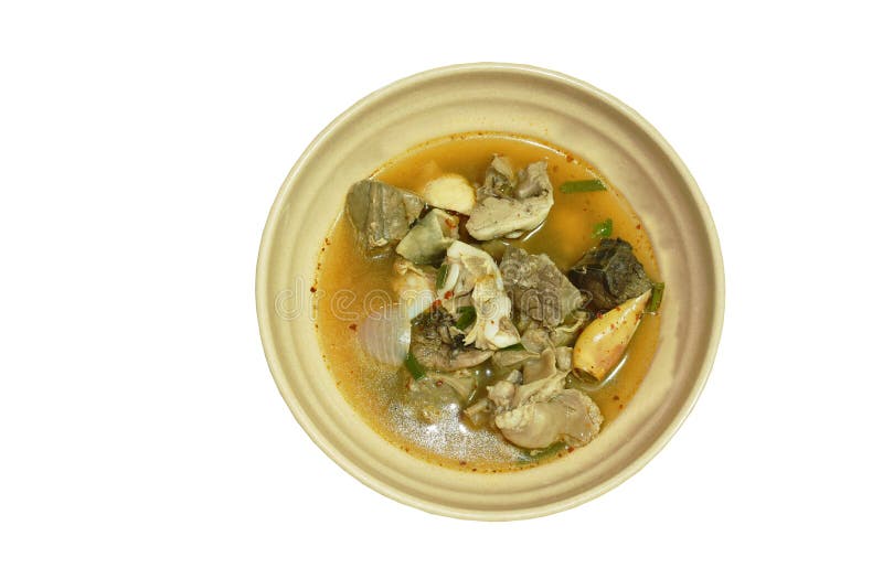 Boiled Hot and Spicy Soup with Pork Entrails on Bowl Stock Image ...