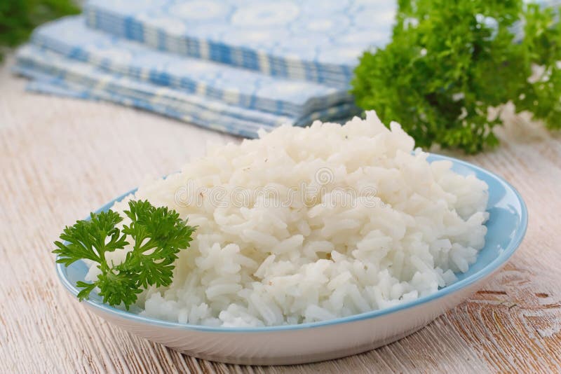 Rice with Greens As a Garnish Stock Image - Image of cereal, lunch ...