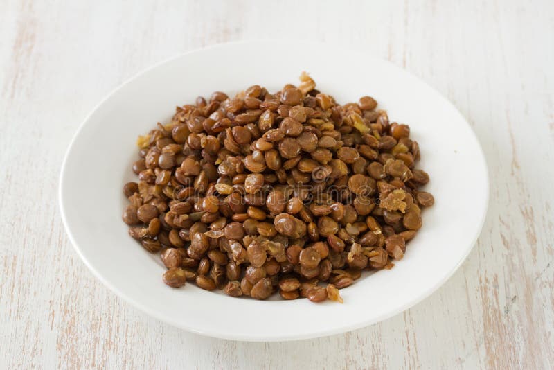 Boiled lentil on plate stock photo. Image of dinner, healthy - 54686870