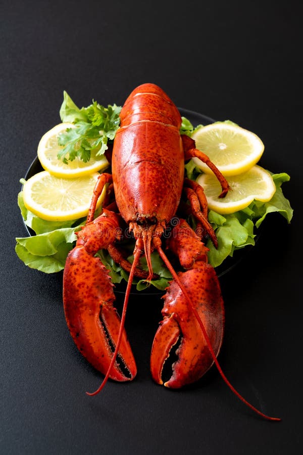 Boiled Lobster with Vegetable and Lemon Stock Image - Image of meal ...
