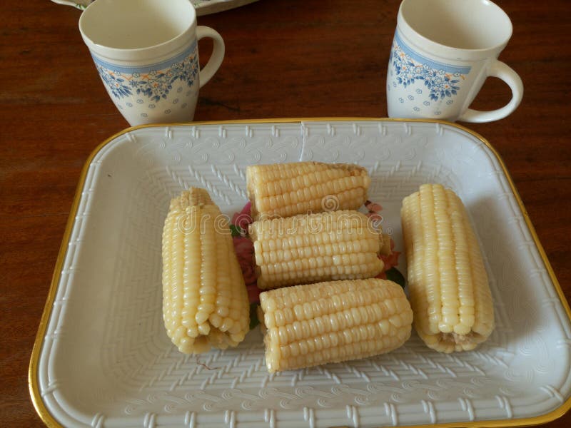 Boiled Maize and Empty Corncob Stock Image - Image of cooking, corn ...