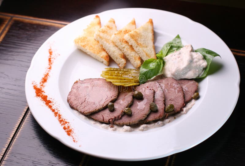 Boiled meat stock image. Image of dinner, pork, bread - 11163363