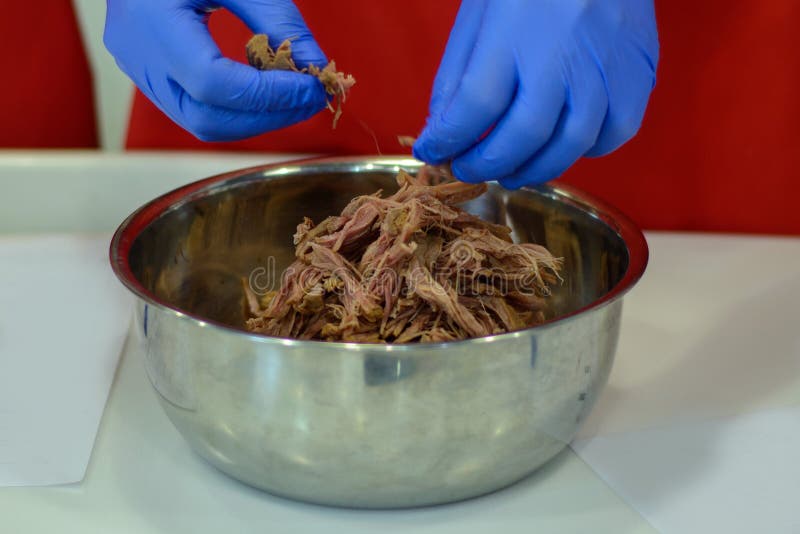 Boiled Meat in Small Pieces in a Plate Stock Image - Image of ...