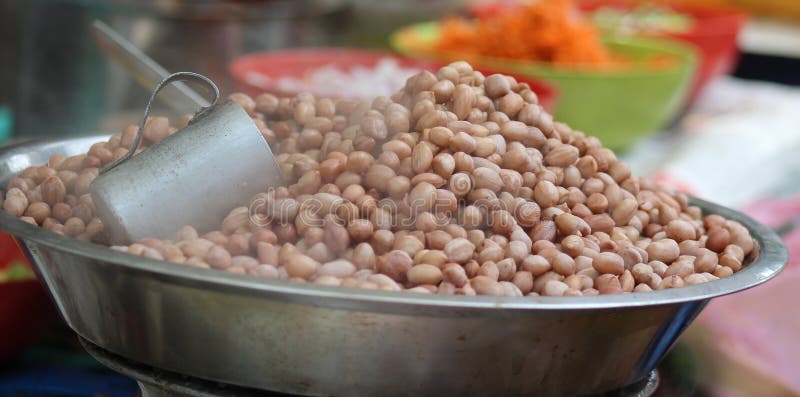Boiled Peanut without Shell Placed for Sale with Measuring Cup Stock ...