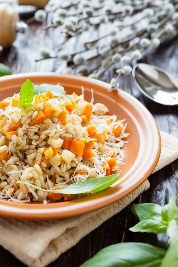 Boiled Pearl Barley and Vegetables Stock Image - Image of nutrition ...