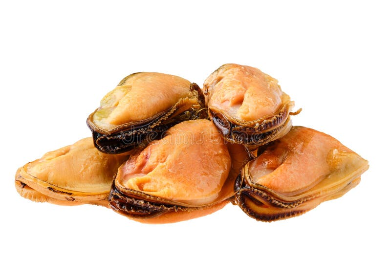 Boiled and Peeled Mussels Isolated on White Stock Photo - Image of ...