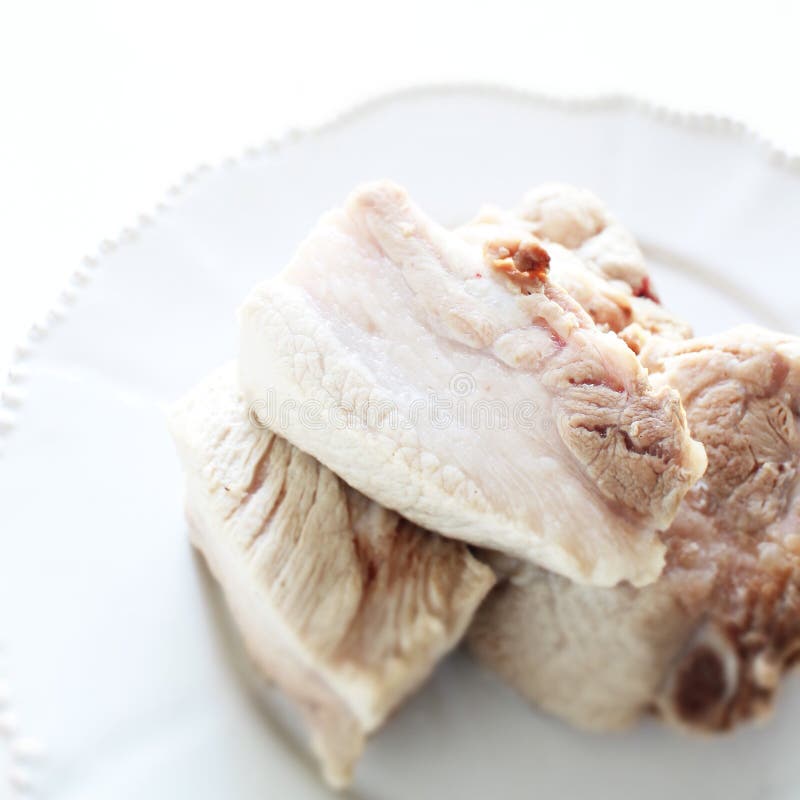 Boiled pork on dish stock photo. Image of meat, space - 149336736
