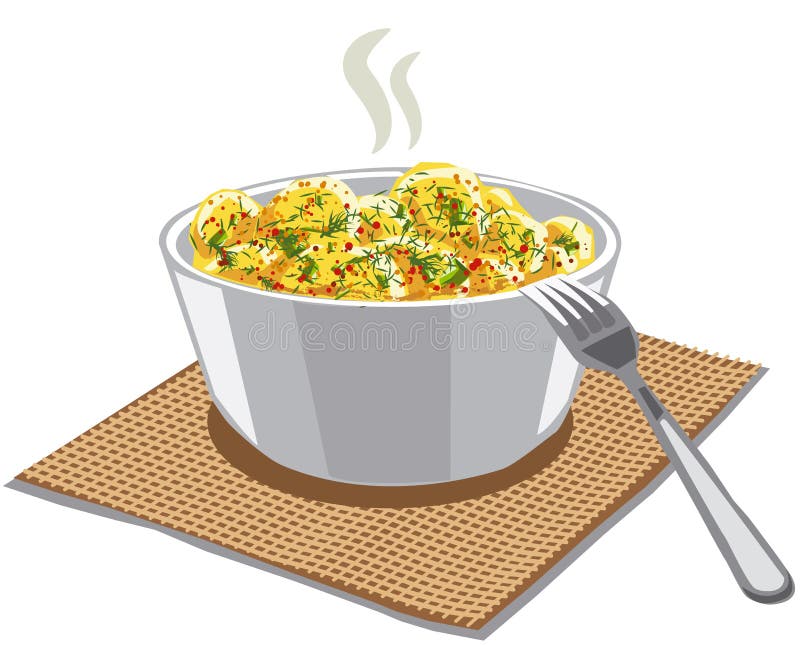 Boiled potatoes in bowl stock illustration. Illustration of white ...