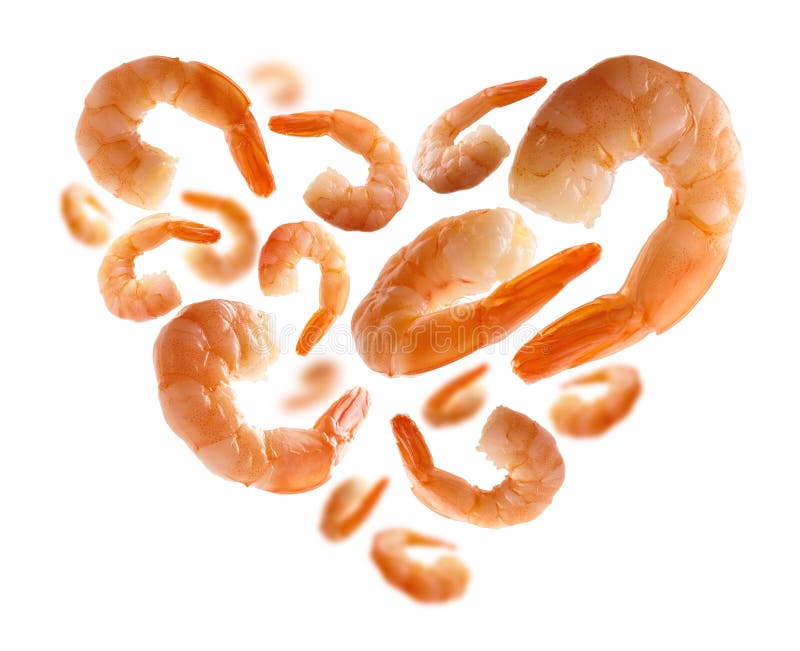 Boiled Prawns in the Shape of a Heart on a White Background Stock Image ...