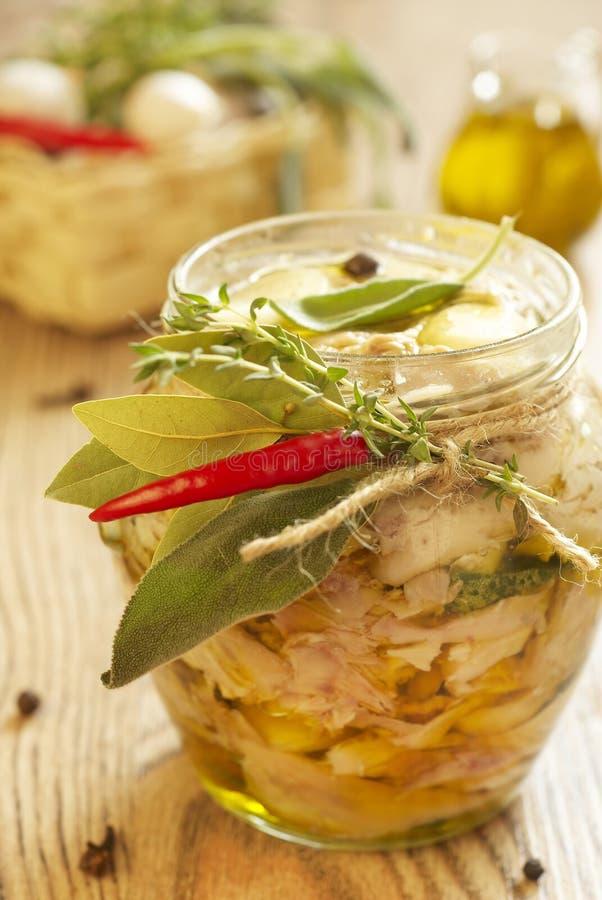 Boiled Rabbit Meat with Garlic, Oil and Herbs Stock Photo - Image of ...