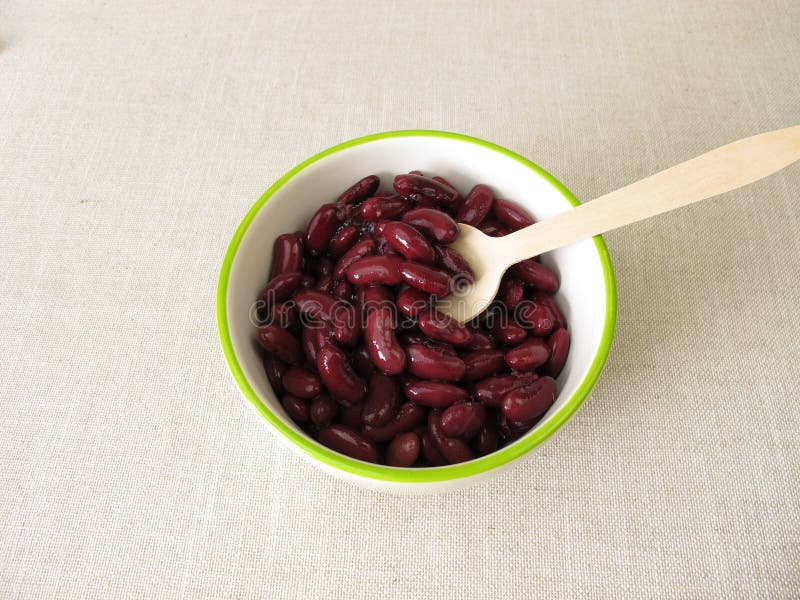 Boiled Red Kidney Beans in Bowl Closeup Horizontal Top View Stock Image ...