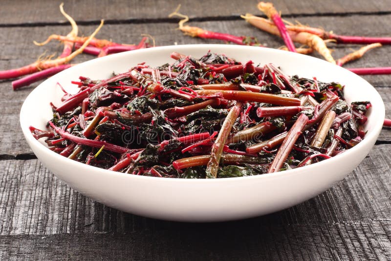 Boiled red spinach. stock image. Image of cooking, cuisine - 81081167