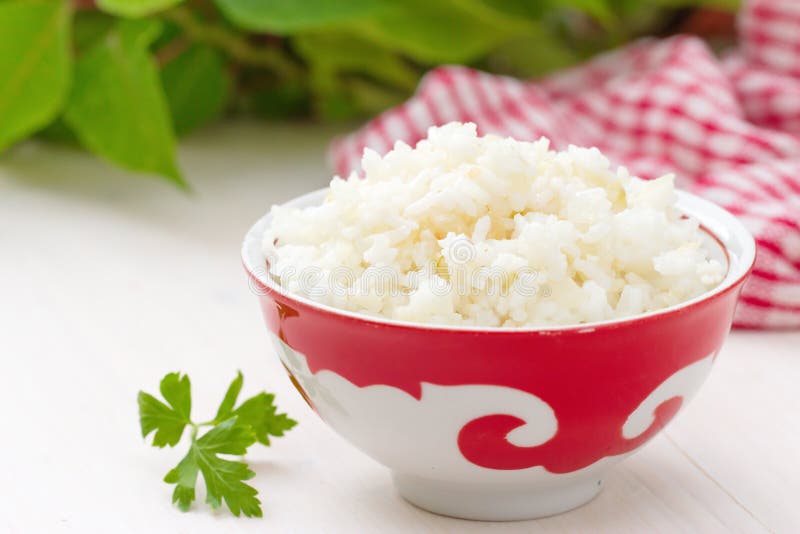 Boiled rice in a bowl stock image. Image of japan, lunch - 72974637