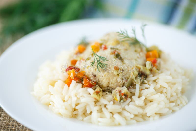 Boiled Rice with Fish Balls Stock Photo - Image of boiled, cooked: 47551938