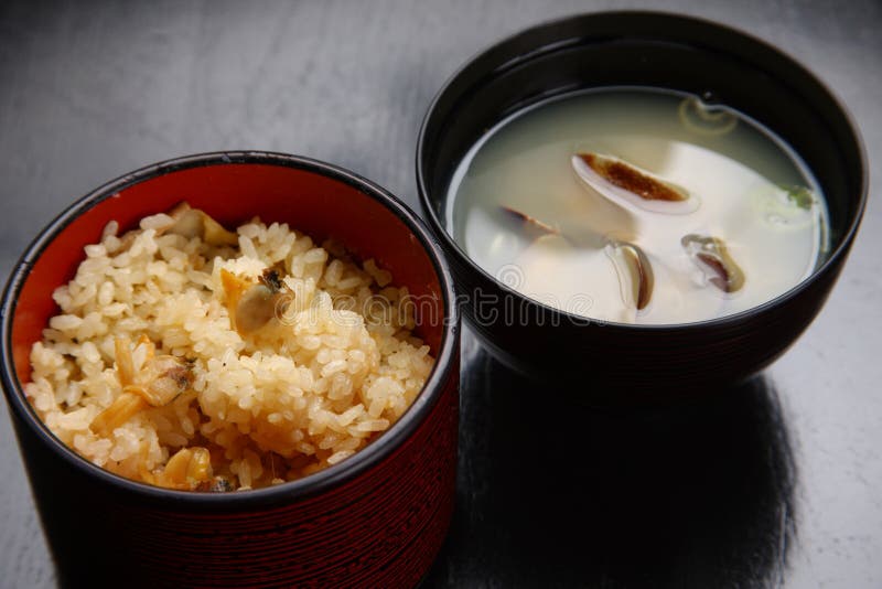 Boiled rice and miso soup stock image. Image of meal - 62235539