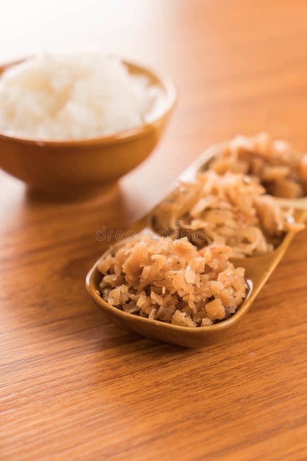 Boiled Rice with Pickled Radish Stock Image - Image of yellow ...
