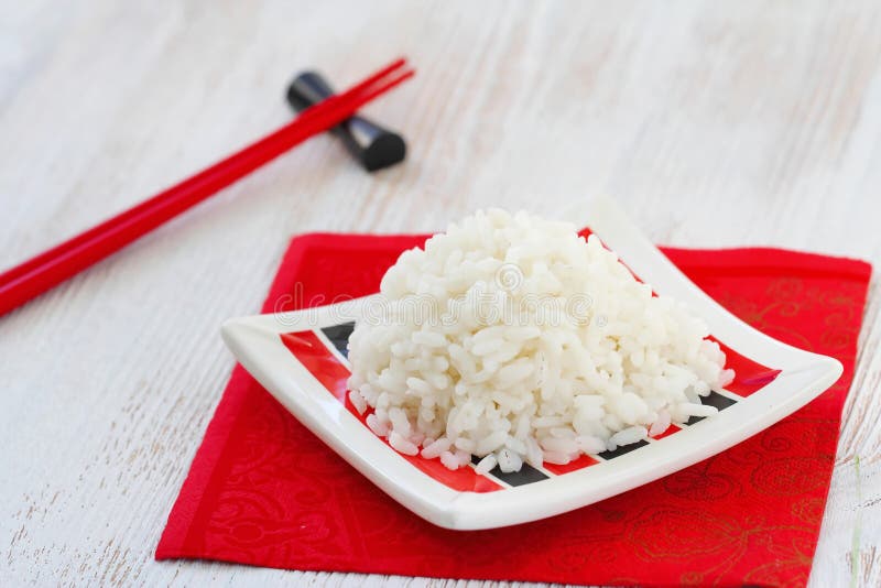 Boiled rice on plate stock image. Image of meal, lifestyle - 91911243