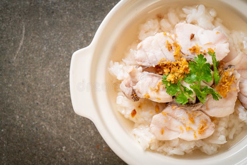 Fish Porridge,rice Soup with Sliced Fish.Thai Breakfast Style Stock ...