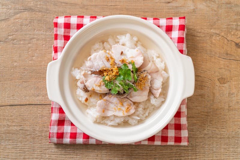 Boiled rice soup with fish stock image. Image of chinese - 190743963