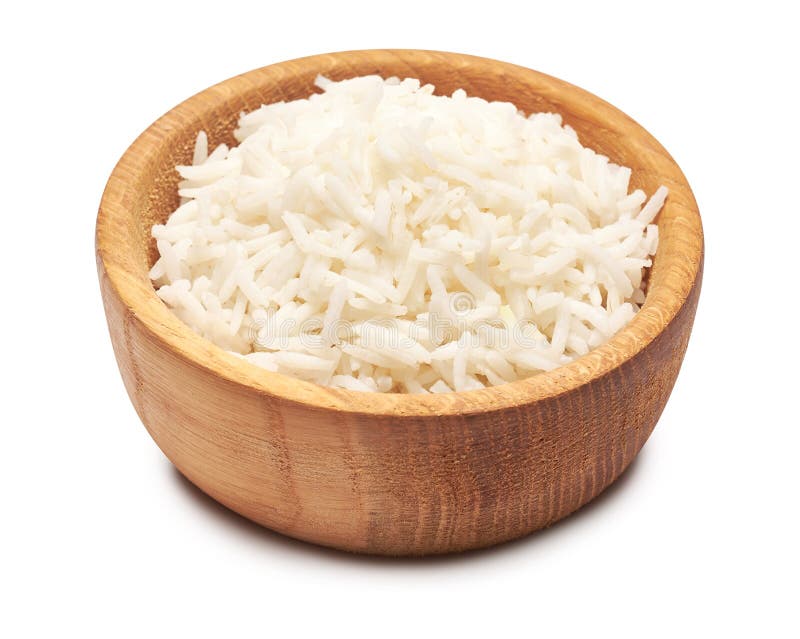 Boiled Rice Wooden Bowl Isolated White Background Clipping Path ...