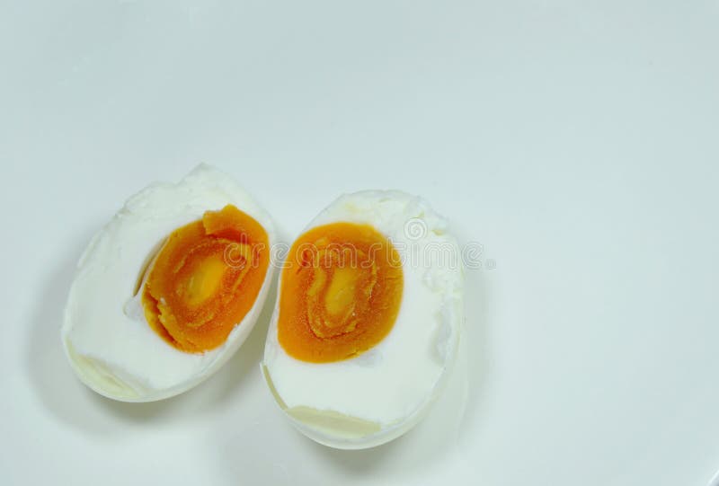 Boiled Salty Egg Half Cut on Plate Stock Image - Image of shell, food ...