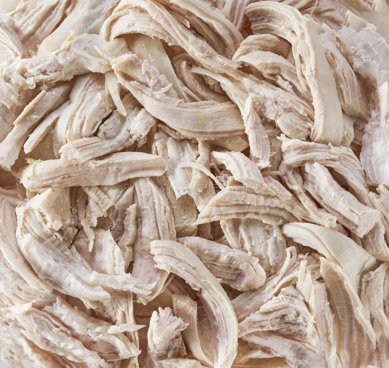 Boiled Shredded Chicken Textured, Close Up Stock Photo - Image of ...