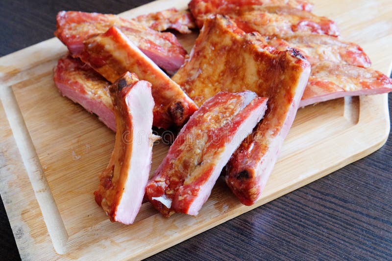 Boiled-smoked ribs stock image. Image of lunch, color - 94885335