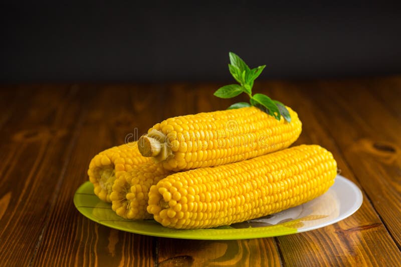 Boiled Sweet Delicious Corn in a Plate Stock Image - Image of seasonal ...