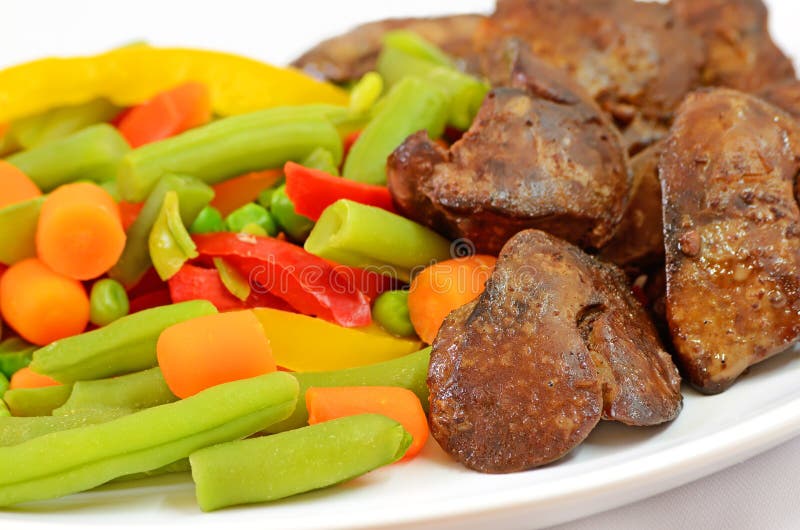 Boiled Vegetables with Chicken Liver Stock Photo - Image of food ...