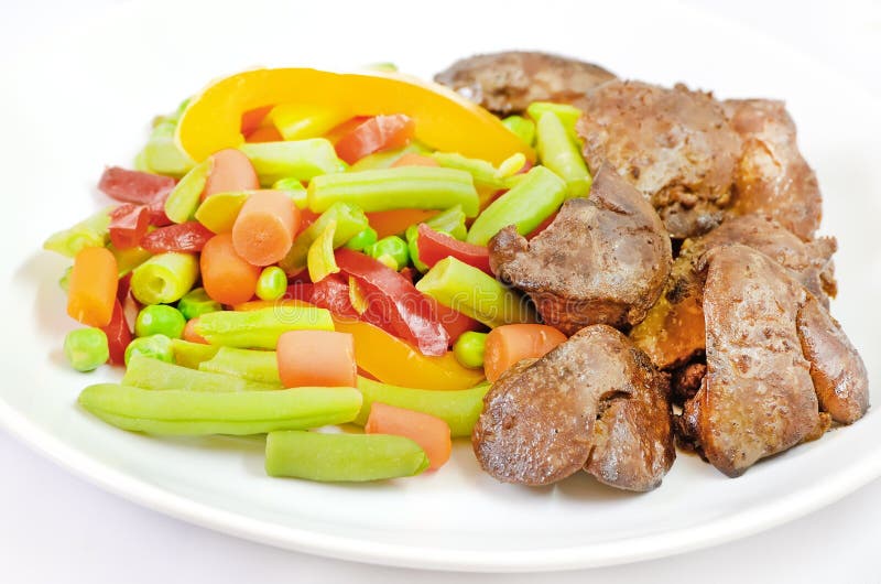 Boiled Vegetables with Chicken Liver Stock Photo - Image of chicken ...