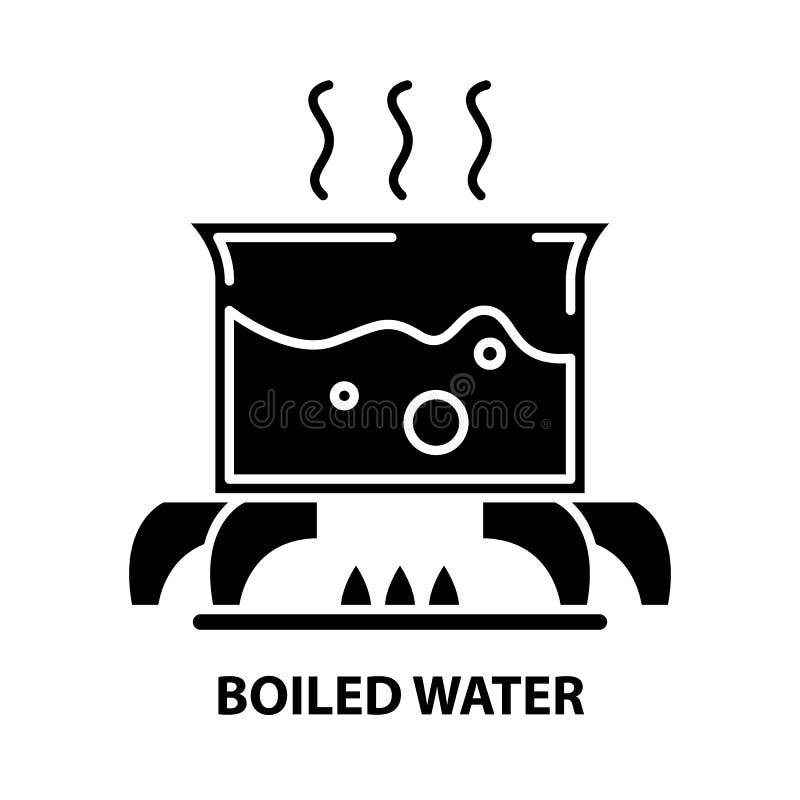Boiled Water Icon, Black Vector Sign with Editable Strokes, Concept ...
