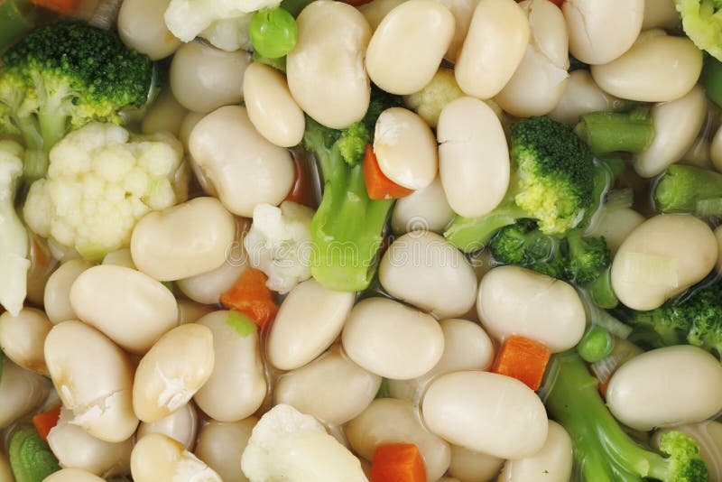 Boiled White Beans with Vegetables. Cooked White Beans Stock Image ...