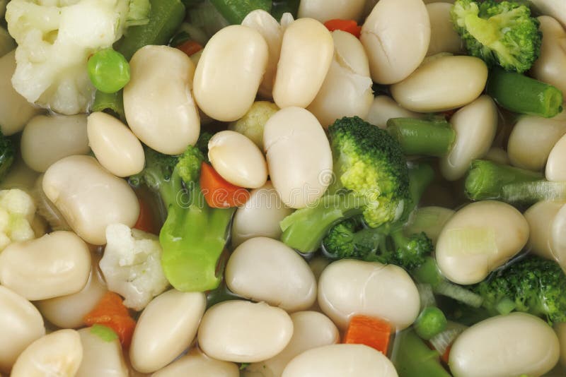 Boiled White Beans with Vegetables. Cooked White Beans Stock Photo ...