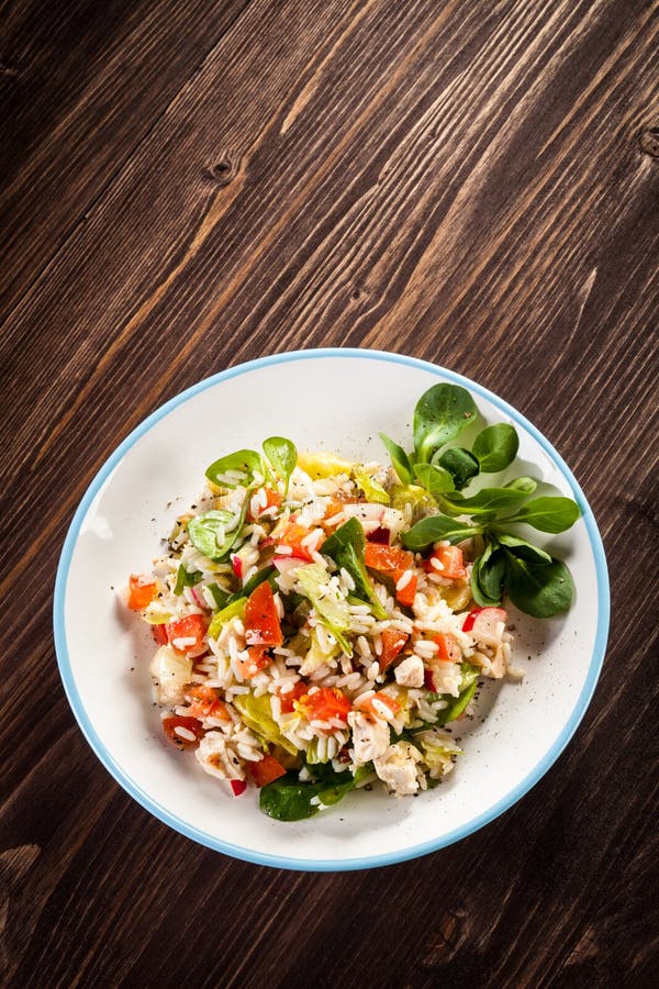 Boiled white rice stock photo. Image of salad, rice, plate - 65680766