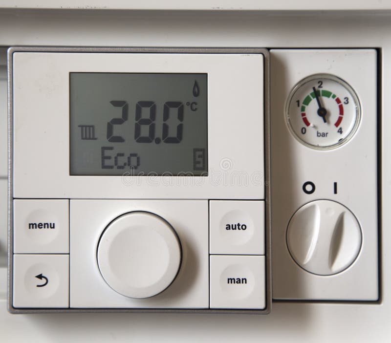 Gas boiler control panel stock photo. Image of switch - 72208058
