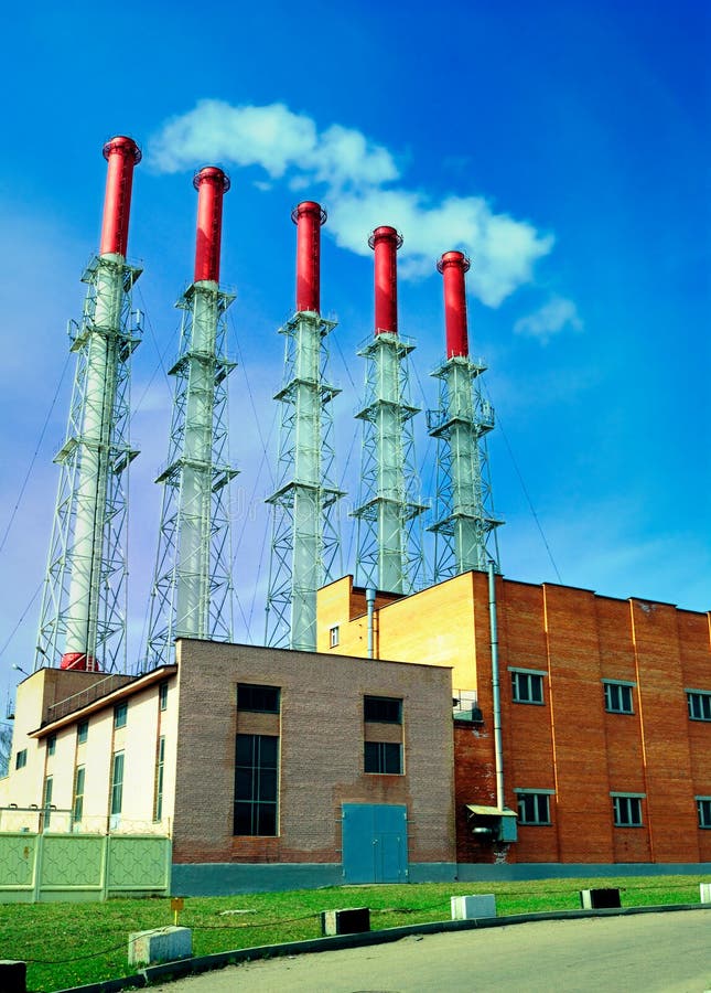 Construction Boiler House at Factory Stock Photo - Image of pollution ...