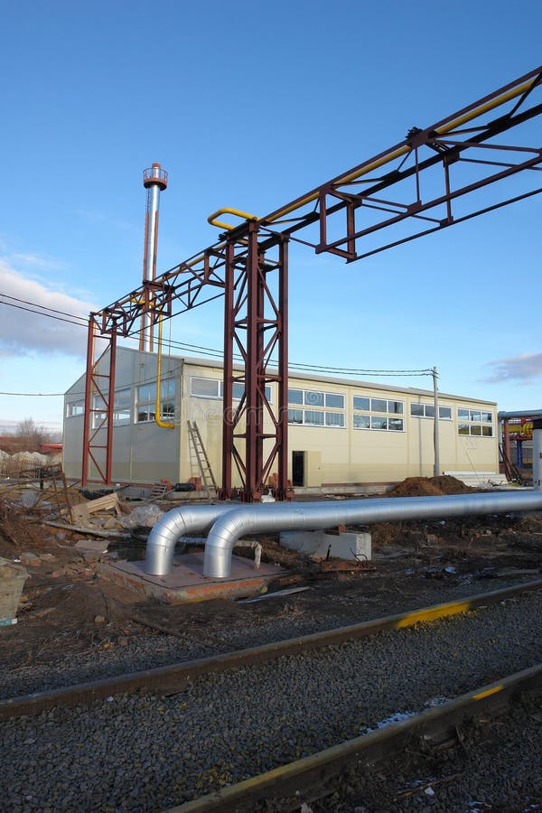 Above-ground Pipeline on the Factory Stock Photo - Image of engineering ...