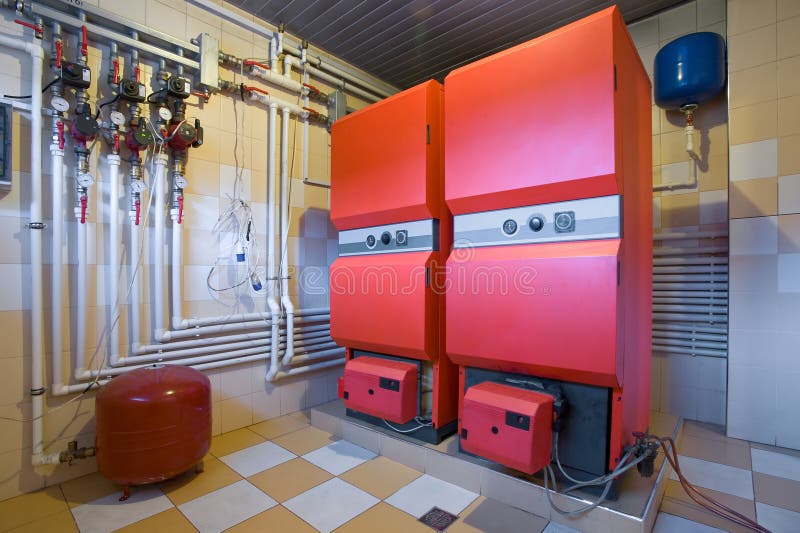 Interior of Modern Gas Boiler-house Stock Photo - Image of machinery ...