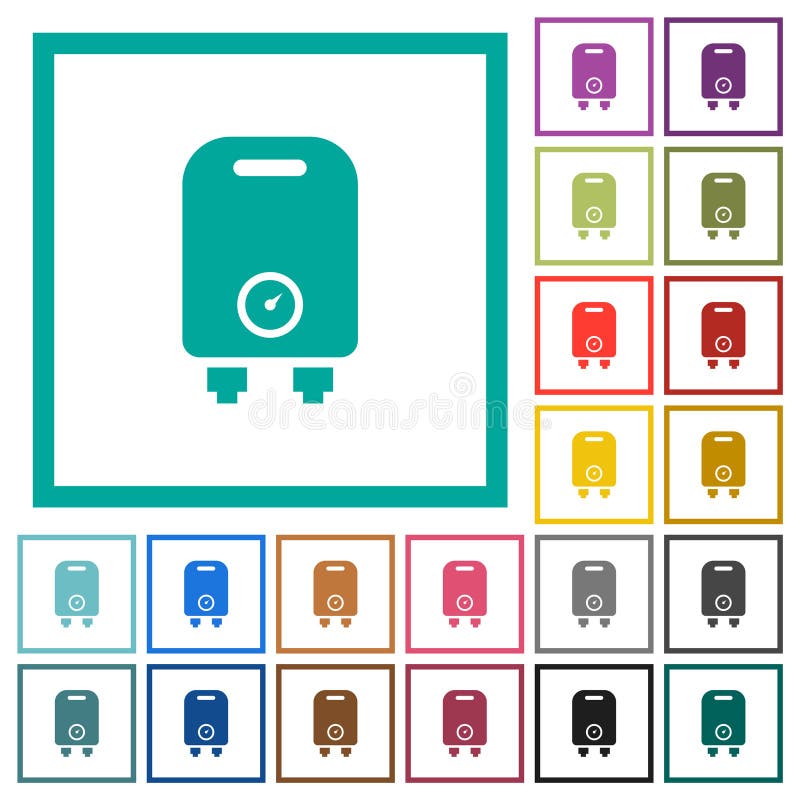 Boiler Solid Flat Color Icons with Quadrant Frames Stock Vector ...
