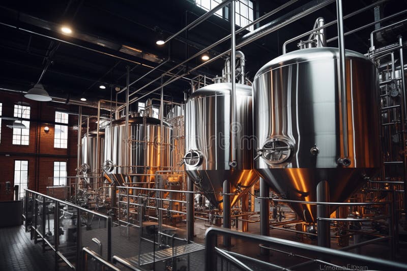 Boiler Tanks in Brewery Factor Stock Image - Image of boiler, stainless ...