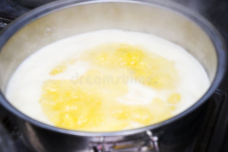 Boiling Butter in a Saucepan on a Gas Stove Stock Image - Image of milk ...
