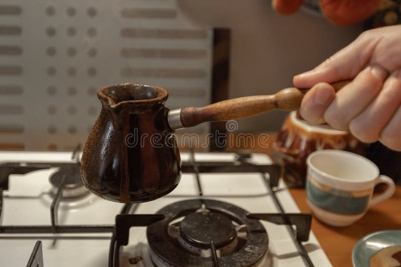 Boiling Coffee Turkish Maker Stove Dirty Pot Stock Photos - Free ...