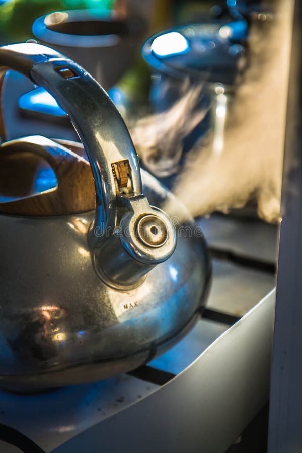Boiling kettle stock image. Image of silver, boiling - 125865501